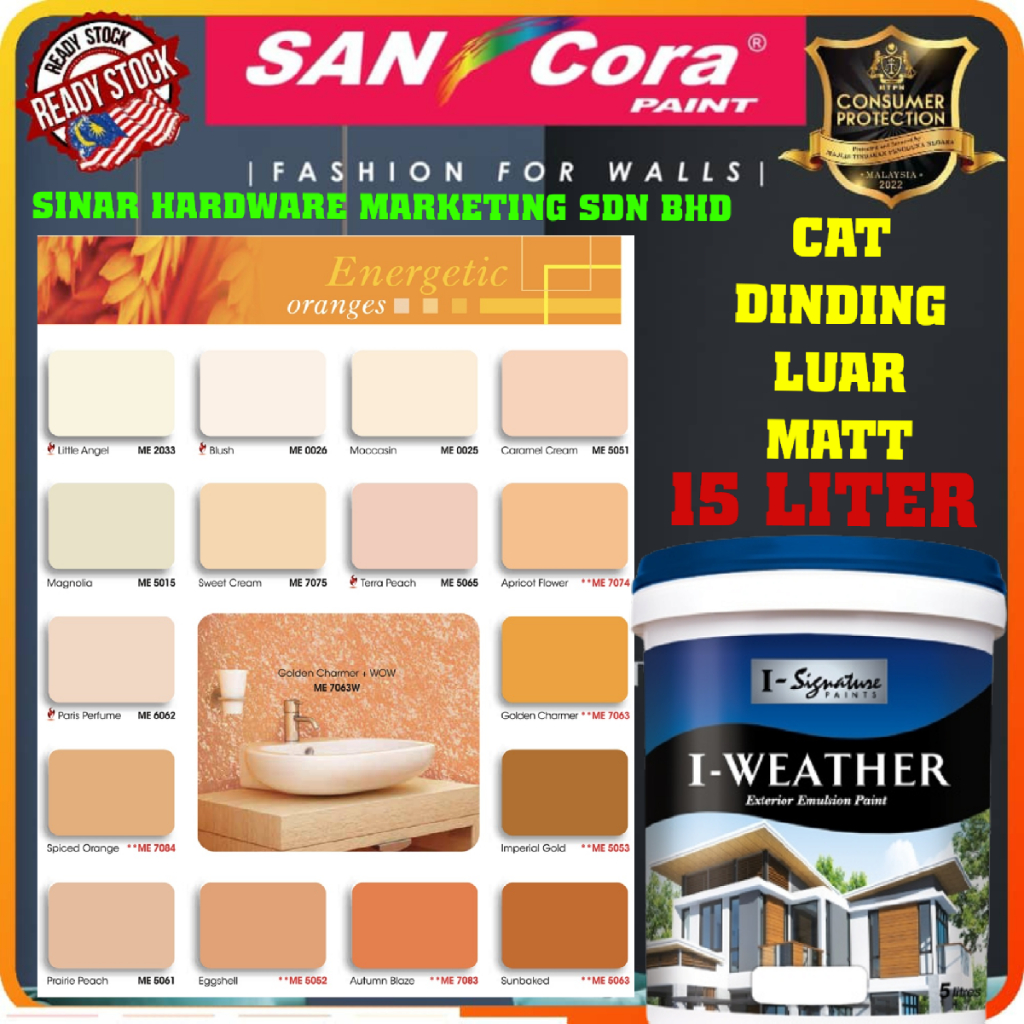 SINAR SANCORA I WEATHER 15 LITER EXTERIOR WALL PAINT ENERGETIC ORANGE ...
