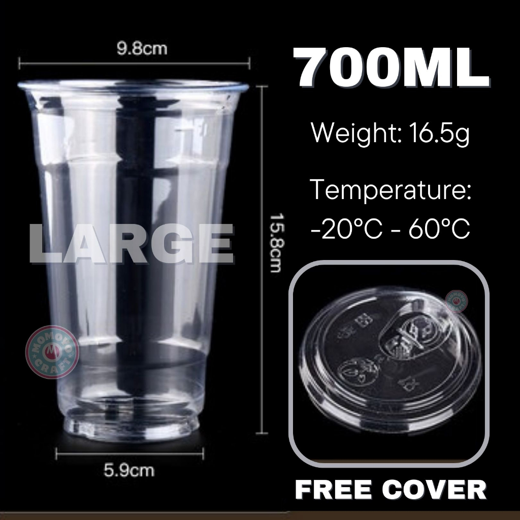 Momoyocraft Premium Plastic Cup With Lid PET Disposable Plastic Milk ...