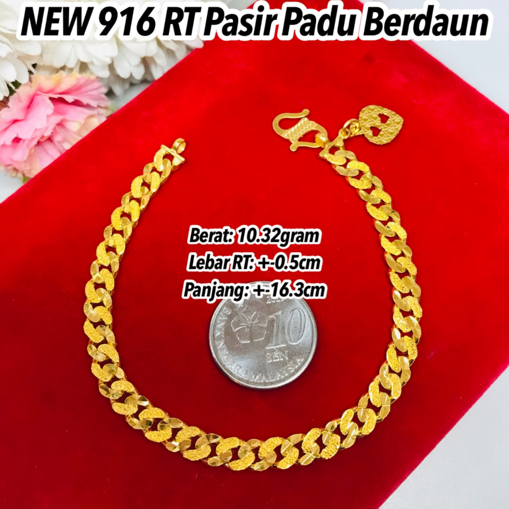 NEW GOLD 916 Rantai Tangan Padu 10g 1804250 | Shopee Malaysia