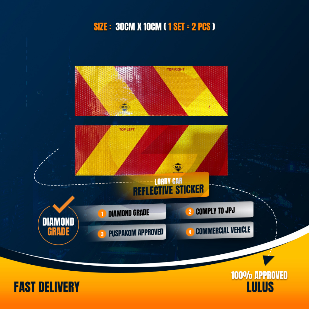 1 PAIR Reflective Sticker Puspakom JPJ Sticker Lori Lorry Reflective ...