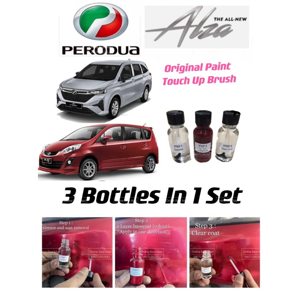 Perodua Alza Paint Repair Kit Original Colour Touch Up Paint Combo Set ...