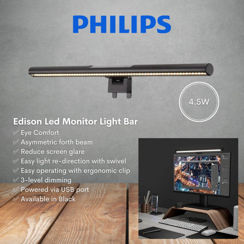 Philips DSK204 Edison LED Monitor Light Bar 30-50K 4.5w 90CRI 46cm USB ...