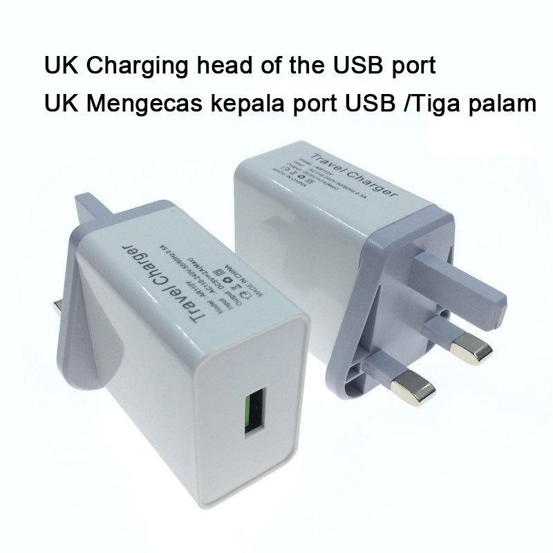 USB two ports Power Adapter Phone Charger USB UK 3 Pin Regulatory 5V 2A ...