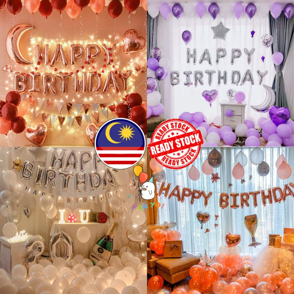 Happy Birthday Balloon All In One Set Party Decoration For Free Pump ...