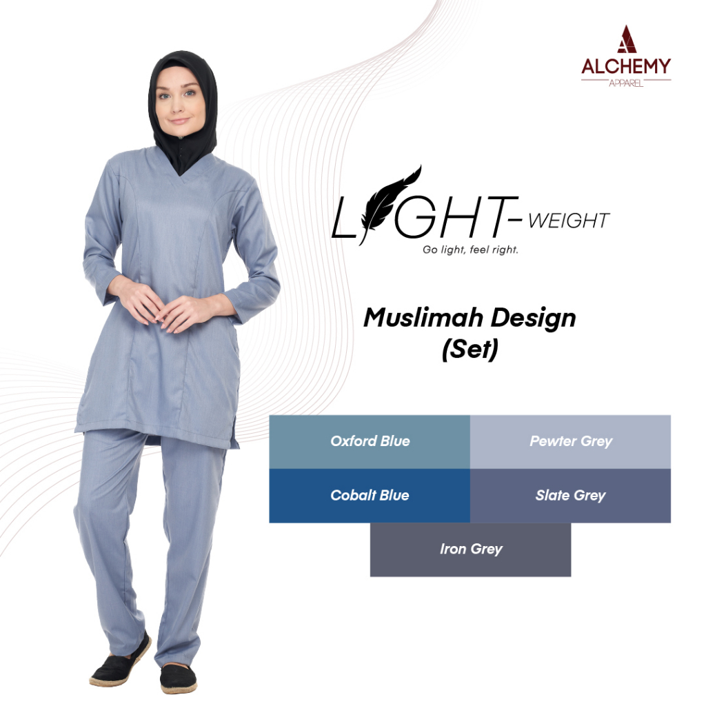 Muslimah Scrub Suit Lightweight Denimlite - Set (shirt + Pant) | Shopee ...