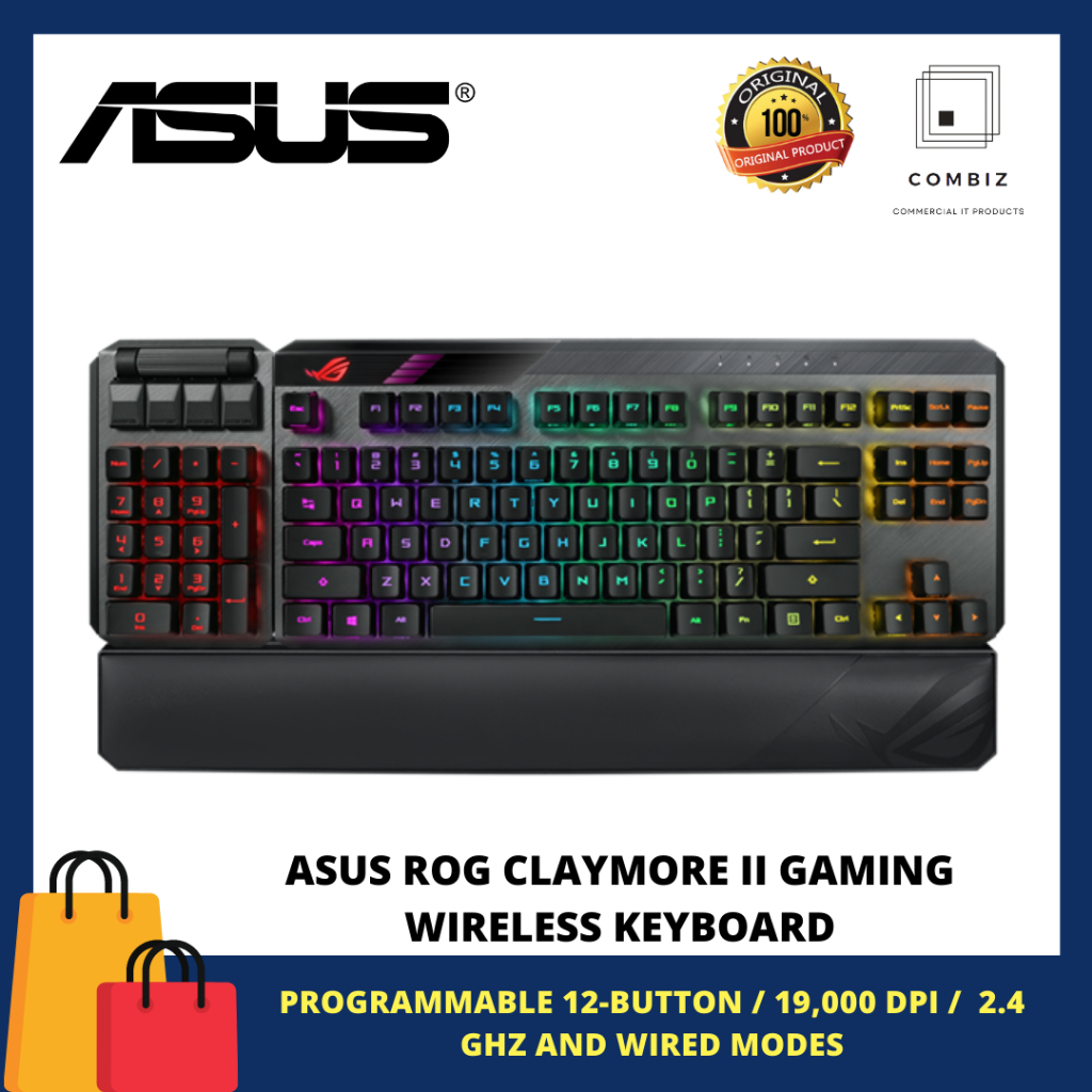 KEYBOARD WIRELESS ASUS ROG CLAYMORE II GAMING WIRELESS KEYBOARD PN ...