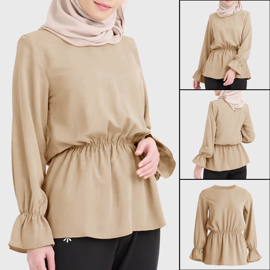 Korean Wanita Blouse Getah Dada feysen / Blouse Ironless / Viral top ...
