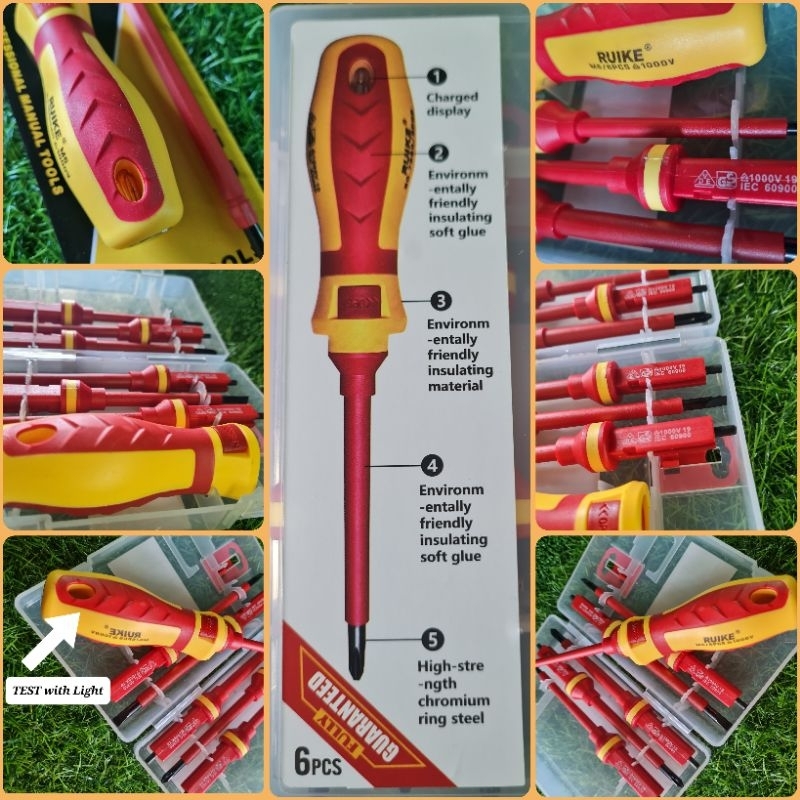 6 in 1 Ruike 1000V Changeable Insulated Screwdrivers Set with Magnetic ...