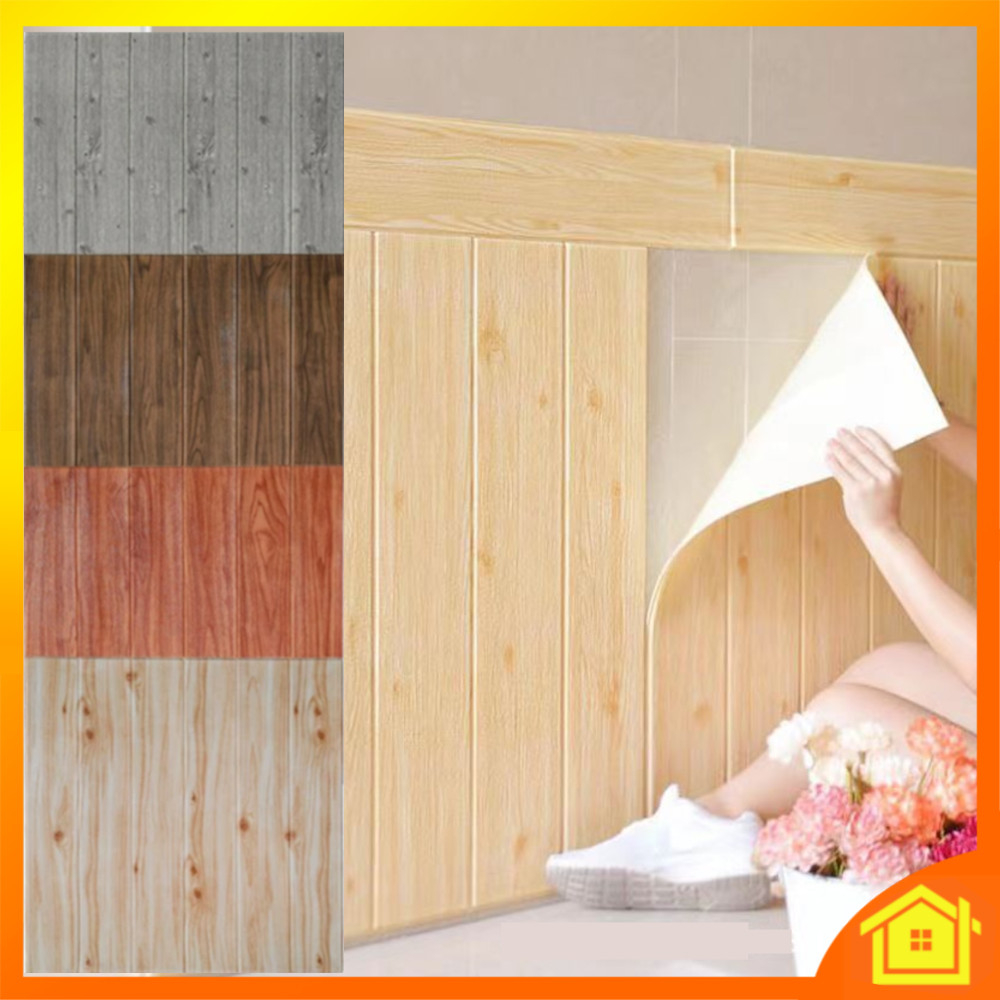 [OneHome] PE Foam 3D Wall Stickers Home Wallpaper DIY Wooden Strap ...