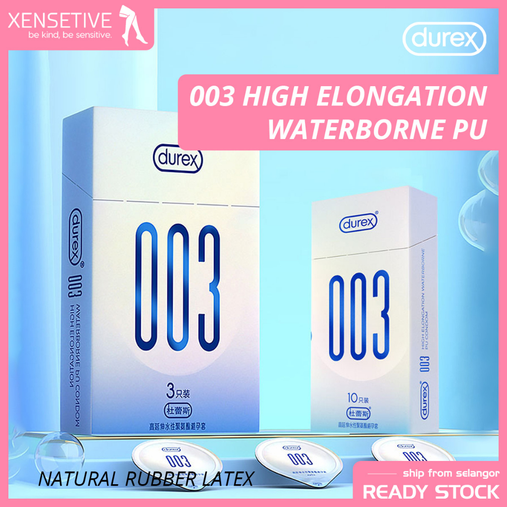 DUREX 003 High Elongation Waterborne PU Condoms Thinner Ultra Fit Lubricated Latex Free Softness ...