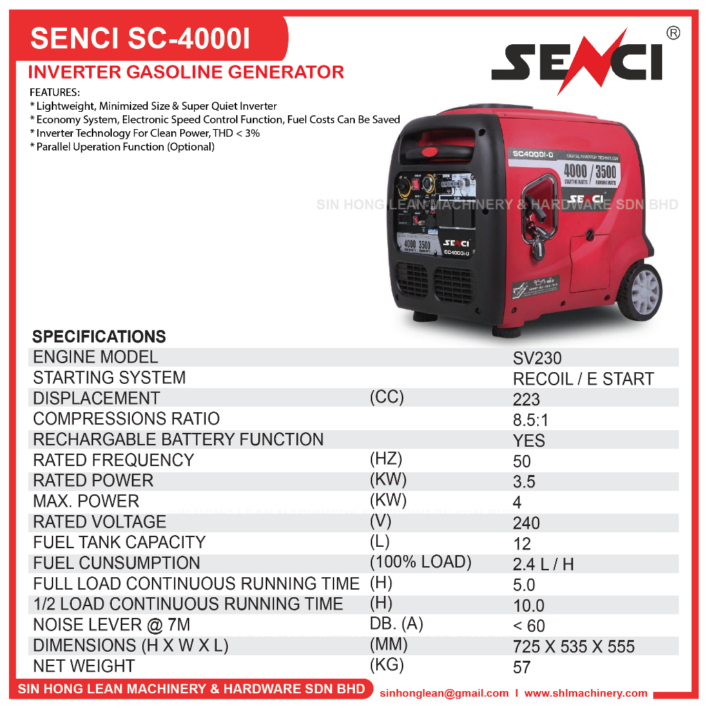 SENCI INVERTER GASOLINE GENERATOR SC-4000I | Shopee Malaysia