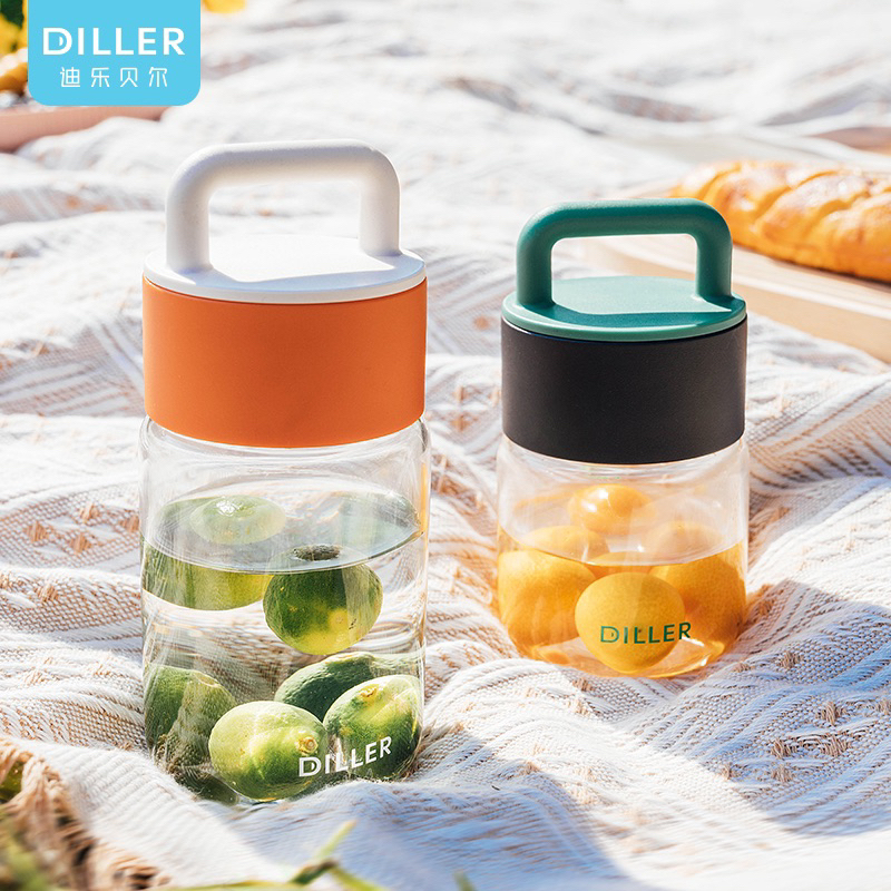 Diller EasyHandle Borosilicate Glass Water Juice Mug Bottle 388MLH568 (280ml/420ml) | Shopee ...