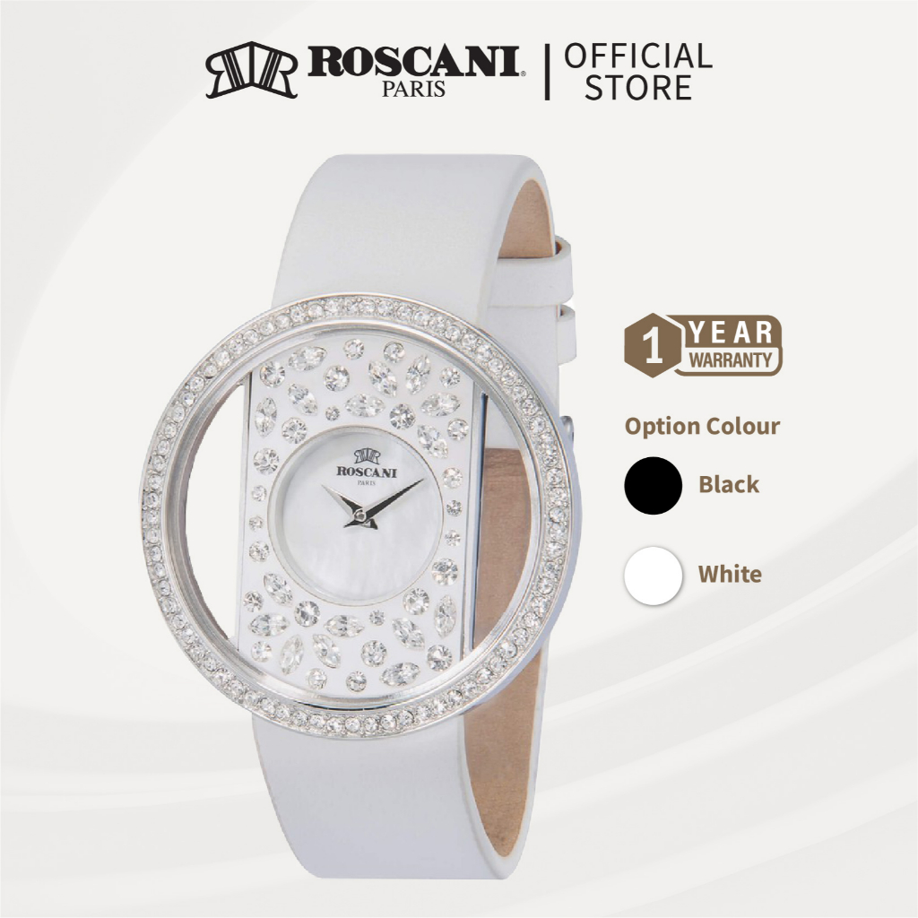 Roscani Lucy 849 Leather Women Watch - Gemstone Dial + Hidden Crown ...