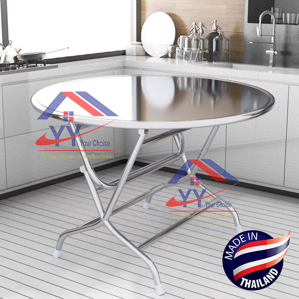 High Quality Stainless Steel Foldable Round Table/ Meja Kerja Bulat ...