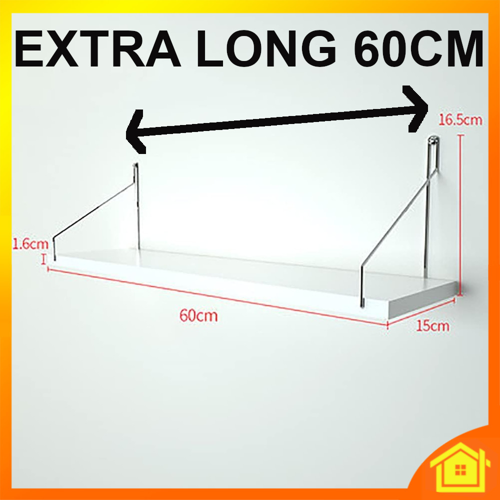 [OneHome] Wall Shelf Rack Hang Wood Display Office Decoration White ...