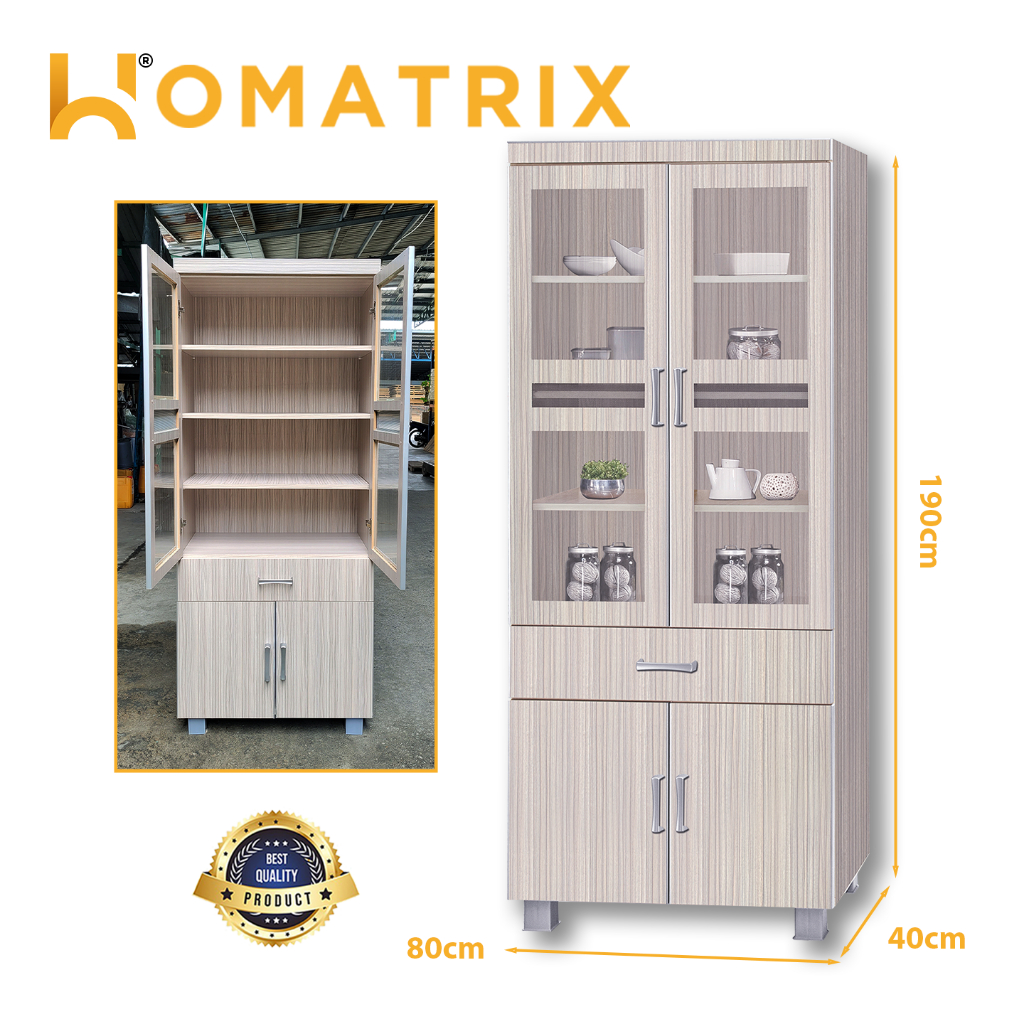 HOMATRIX Kitchen Cabinet Storage Glass Cabinet Almari Simpan Dapur Kaki ...