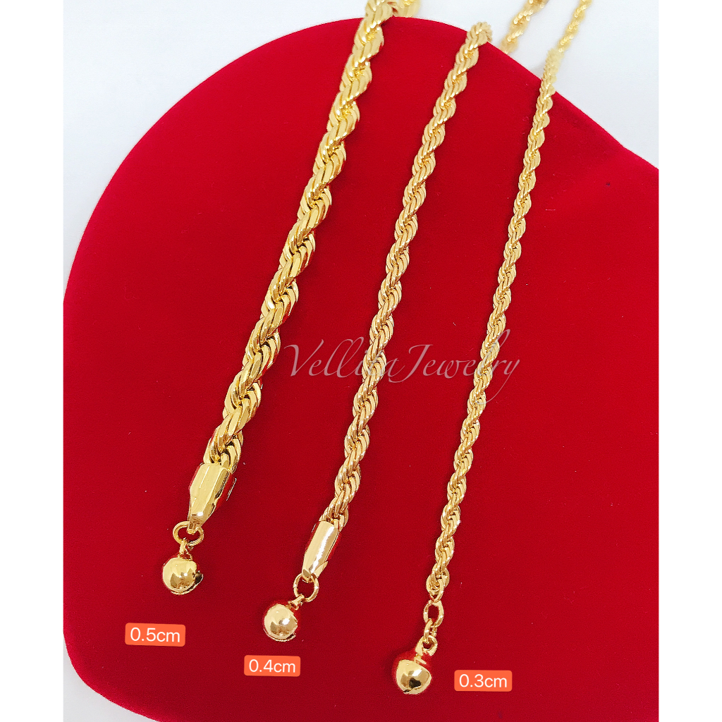 [VJ]Cop916 Anklet ”String” 999.9 Bangkok Gold Plated W:0.1cm - 0.5cm, L ...