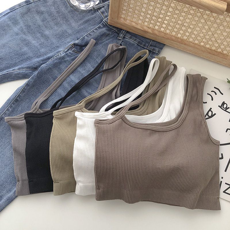 Hanging Neck Sloping Shoulder Strap Beautiful Back Vest Girl's Chest ...