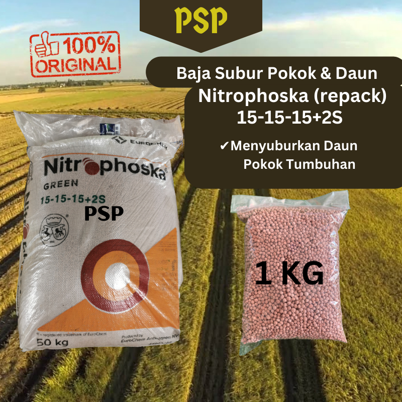 1KG Baja Subur / Baja Buah NPK Nitrophoska 15-15-15+2S Singa Kuda Fertilizer / Baja Sebatian ...