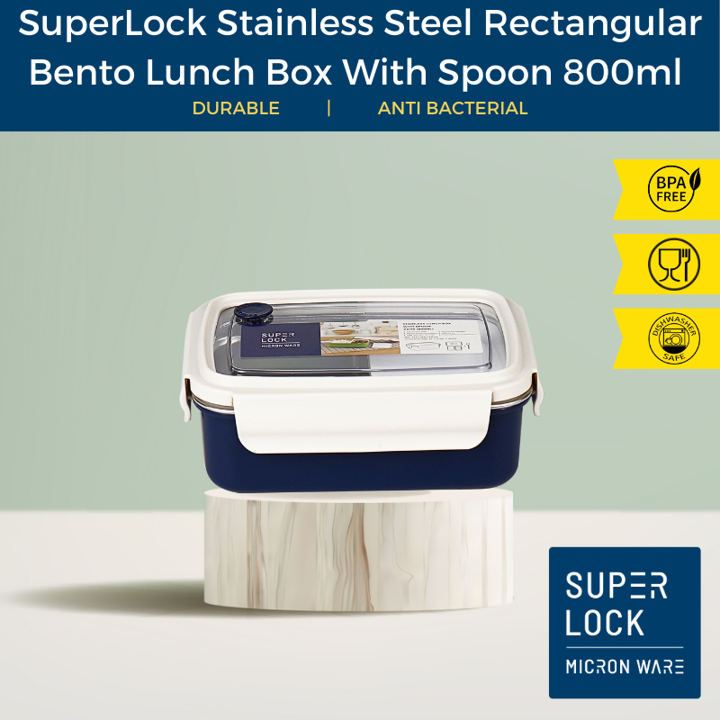 SuperLock Microware Microwavable Stainless Steel Rectangular Bento ...