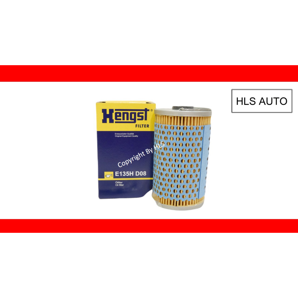 (E135H D08) Hengst Oil Filter Mercedes W123 OIL FILTER (102 184 0425 ...