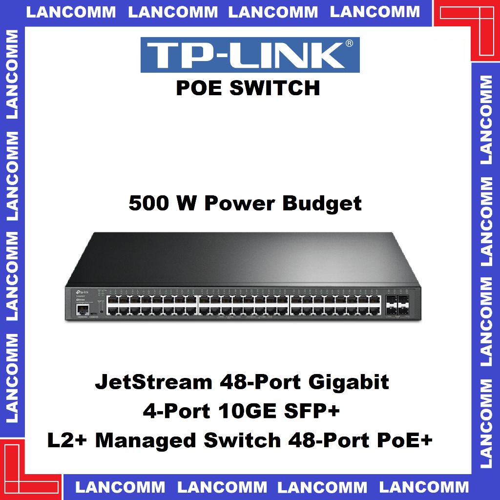 TP-LINK TL-SG3452XP JetStream 48-Port Gigabit and 4-Port 10GE SFP+ L2+ Managed Switch with 48 ...