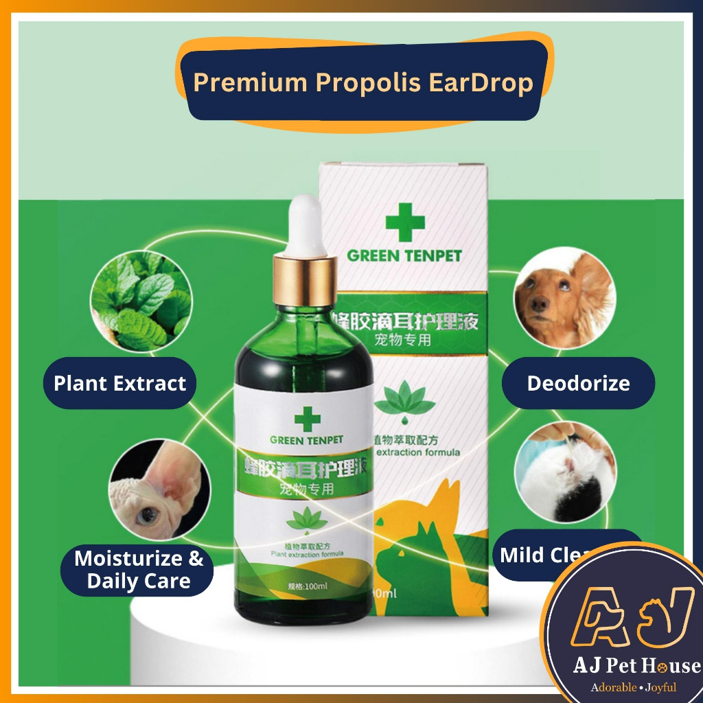AJPET Antibacterial Cat Dog Ear Drop Cleaner Pet Earmite Propolis ...