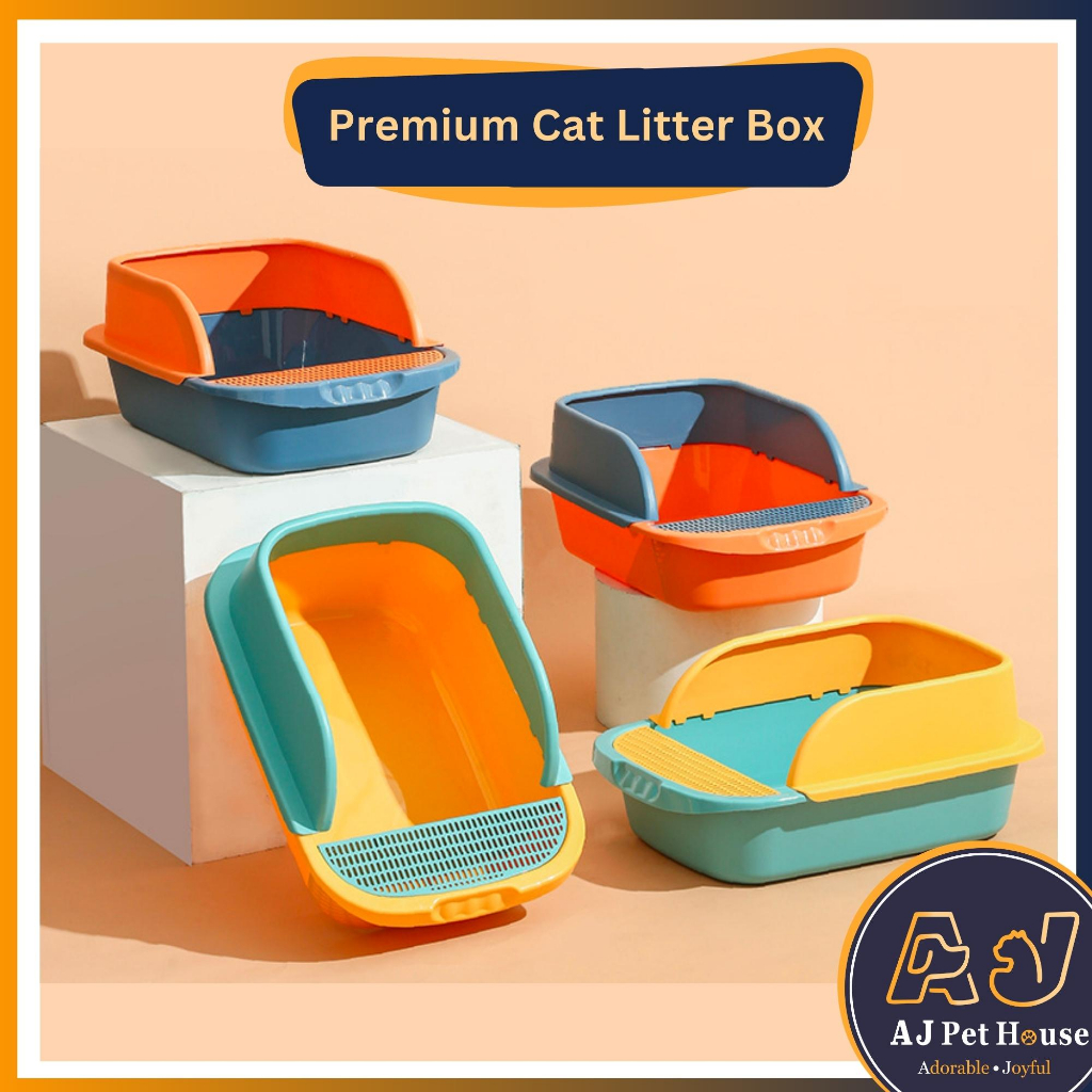AJPET High Fence Cat Litter Box Free Scoop Large Size Cat Toilet Kucing ...