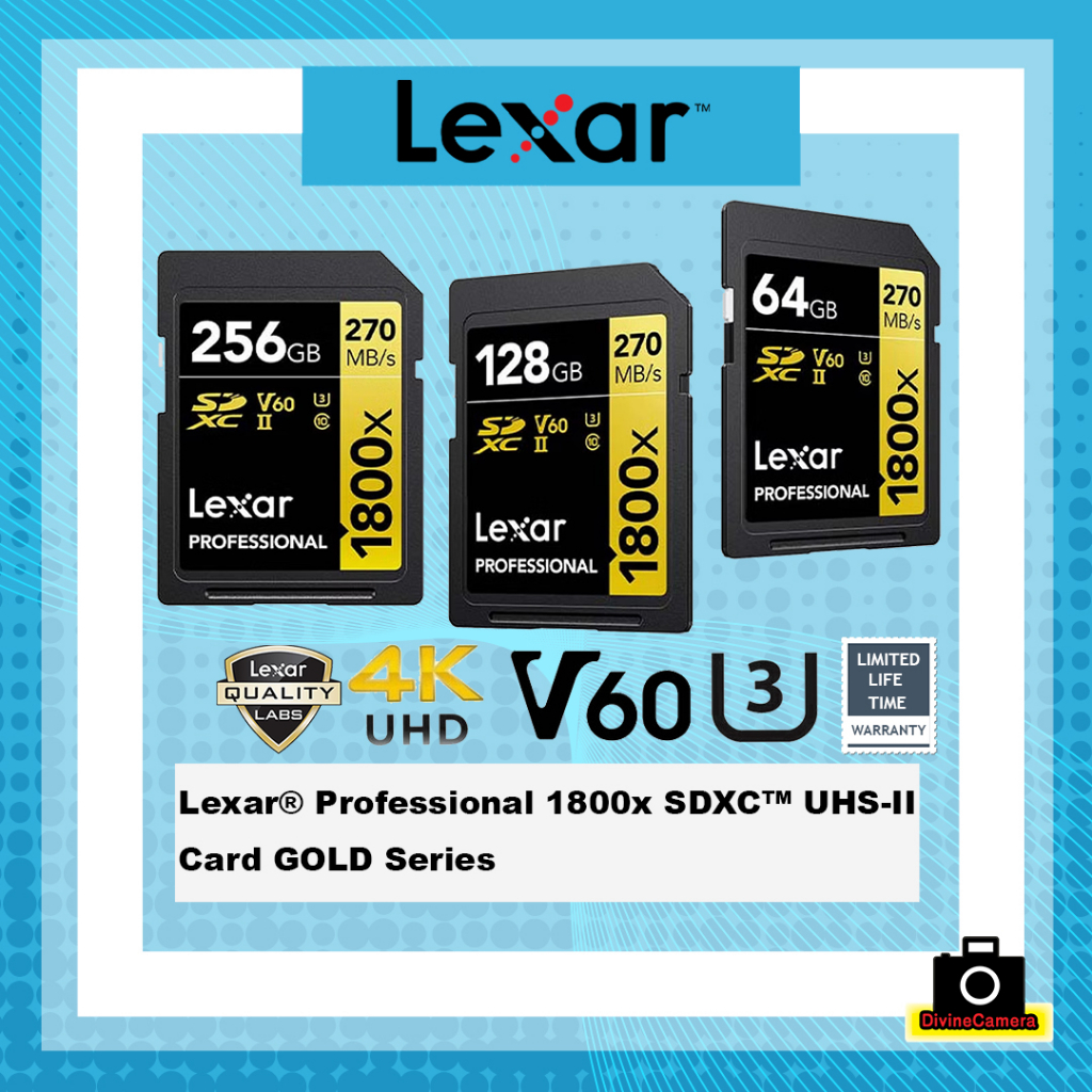 Lexar® Professional 1800x SDXC™ UHS-II Card GOLD Series 64GB/128GB/256GB | Shopee Malaysia