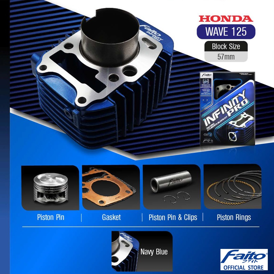 100% Original [FAITO]-Infinity Pro High Performance Cylinder Block Kit EX5 DREAM(53mm) WAVE125 ...