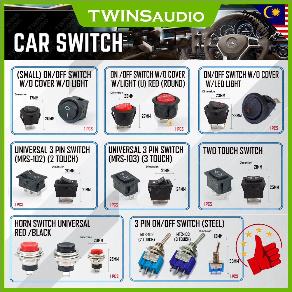 (1pcs) Universal Switch 3 Pin 2 Pin On Off Push Button Switch | Shopee ...