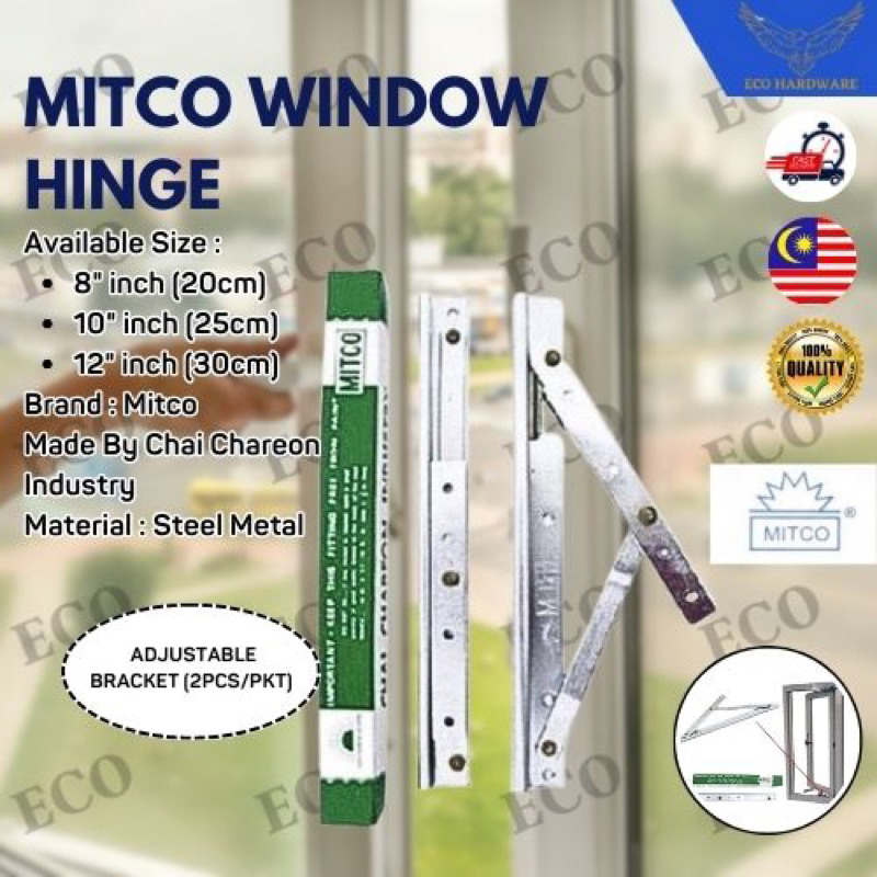 1Pair MITCO Window Opener Hinges Adjustable Bracket With Screws ( MADE IN THAILAND )Tingkap ...