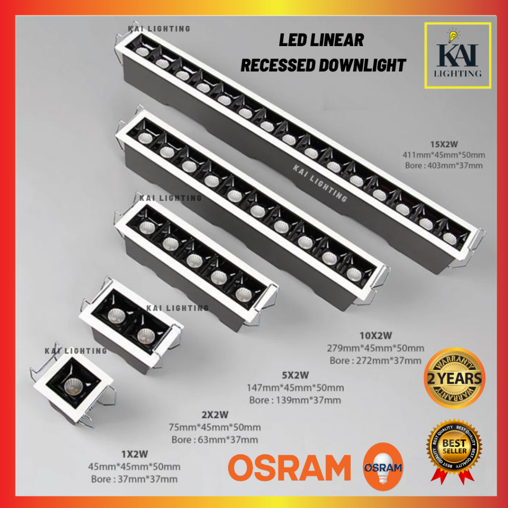 [NEW 2023] LED Linear Recessed Downlight 6W 10W 20W OSRAM LED CHIP, LED ...