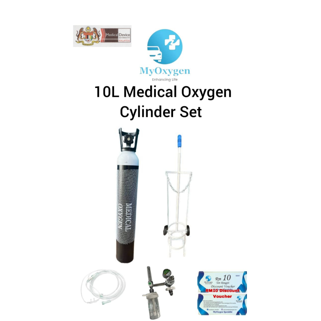 Medical Oxygen Therapy Set (10L Steel c/w Top Inlet Medical Regulator ...