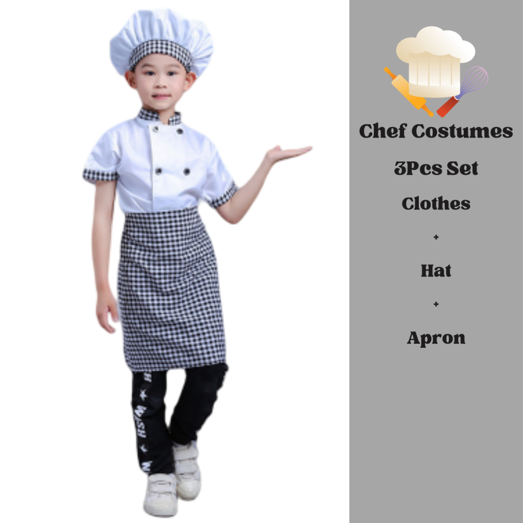 💥Malaysia Ready Stock💥Halloween Kids Chef Jackets Cook Hat Kitchen ...