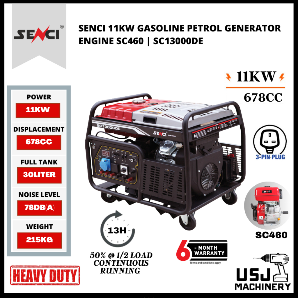 SENCI 11KW 4-Stroke Gasoline Petrol Generator With Engine SC460 ...