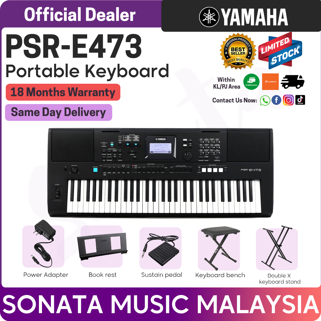 Yamaha PSR E473 61 key Portable Keyboard Package B (PSR-E473 / PSRE473 / E473) | Shopee Malaysia