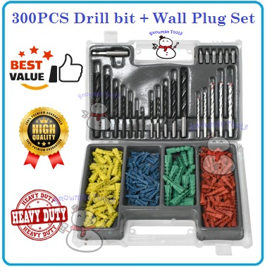 300PCS HSS DRILL BIT SET WALL PLUG DRILLING WOOD KAYU TOOL DINDING ...