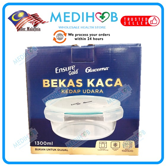 [ABBOTT,ENSURE GOLD GLUCERNA] Air Tight Glass Container 1300ml | Shopee ...