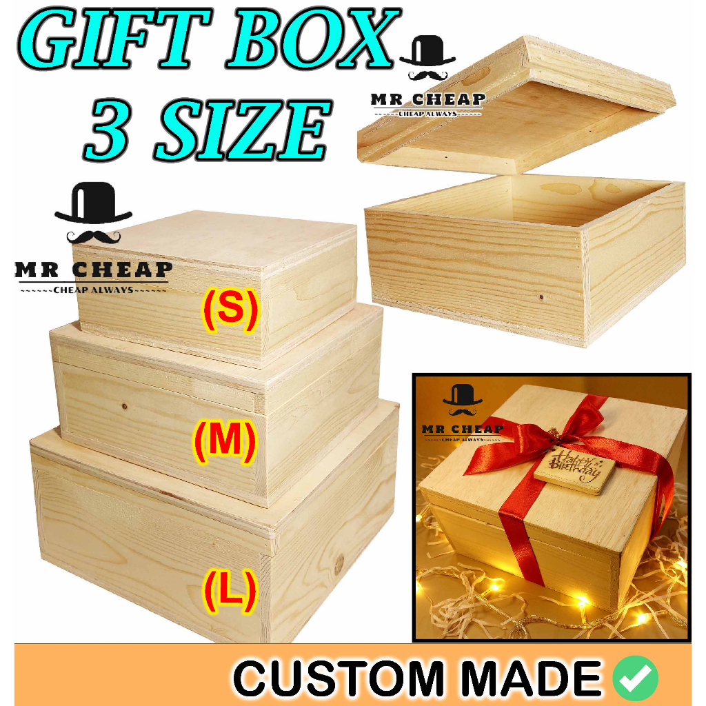 (Hot)Wooden Gift Box/Kotak Hadiah/Kotak Hadiah Birthday/Wood Storage ...