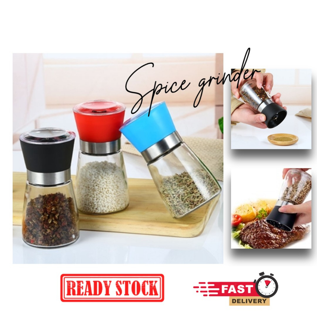 Manual Grinder Crusher Glass Bottle Spice Pepper Coarse Salt Seasoning ...