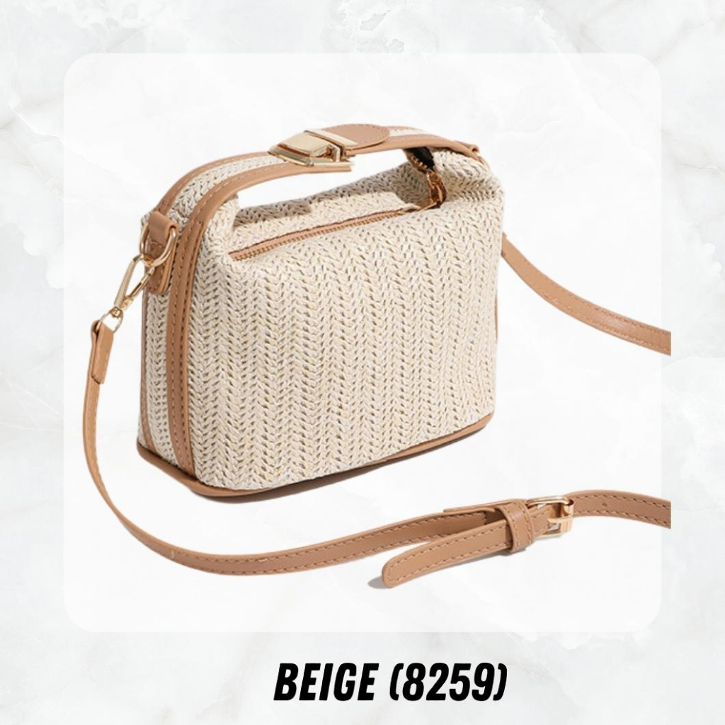 Korean Stylo Woven Knitted Beg Rotan Woman Rattan Sling Bag Handbag ...