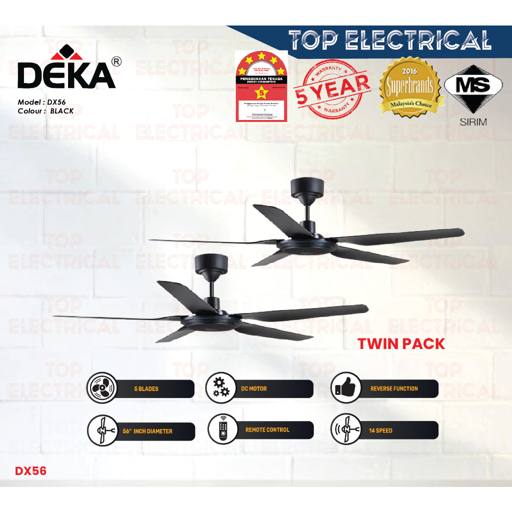 (AUTHORISED DEALER) TWIN PACK DEKA CEILING FAN KRONOS DX 56 / 56 INCH ...