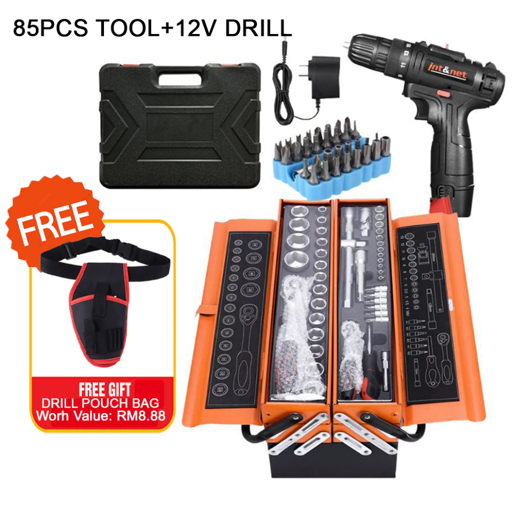 85Pcs Heavy Duty Cantilever Metal Tool Box Set Ratchet Set Spanner Set ...