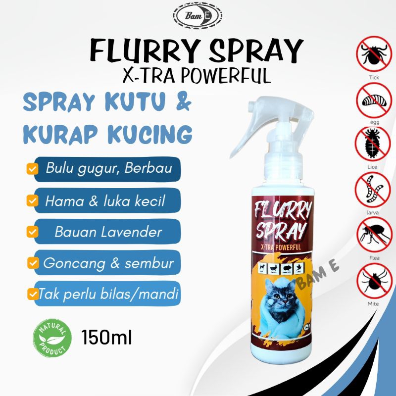 UBAT KUTU KURAP KUCING BERKESAN FLURRY SPRAY KUTU KURAP KUCING 150ML ...