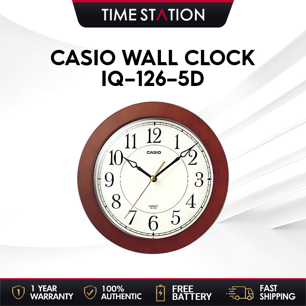 CASIO CLOCK IQ-126 Wall Clock Wood Grain Movement Silent Wall Clock ...