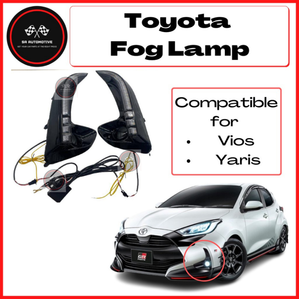 Toyota Yaris Vios 2020 2021 Facelift Daylight Daytime LED Running Light DRL Dynamic Turn Signal ...