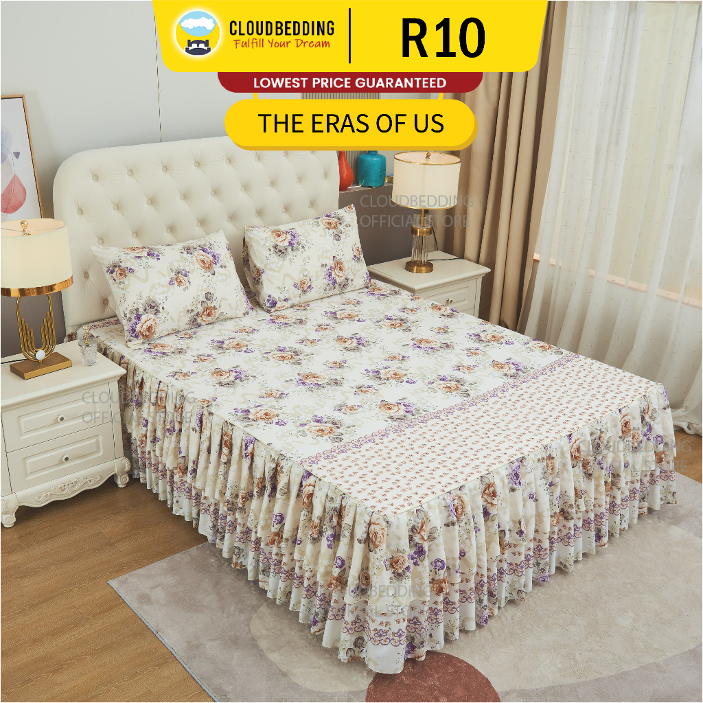 Cadar Ropol Set 3IN1 Super Single/Queen /King Bedsheet Bed Skirt ...