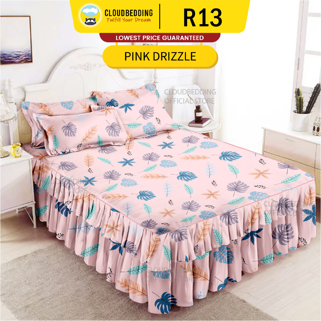 Cadar Ropol Set 3IN1 Super Single/Queen /King Bedsheet Bed Skirt ...