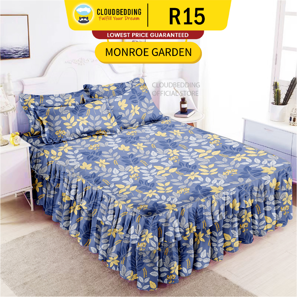Cadar Ropol Set 3IN1 Super Single/Queen /King Bedsheet Bed Skirt ...
